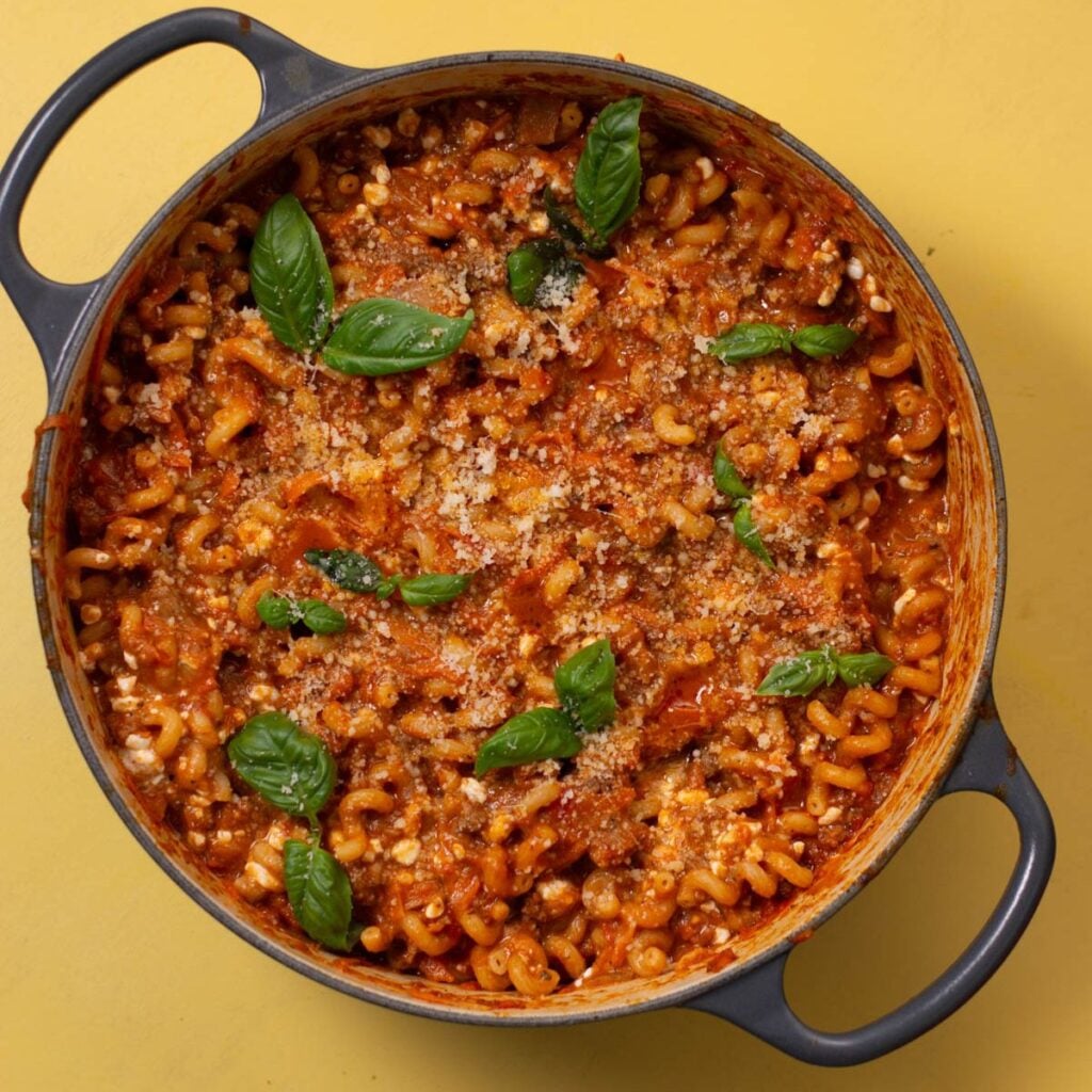 skillet lasagna pasta with cottage cheese - Joy to the Food