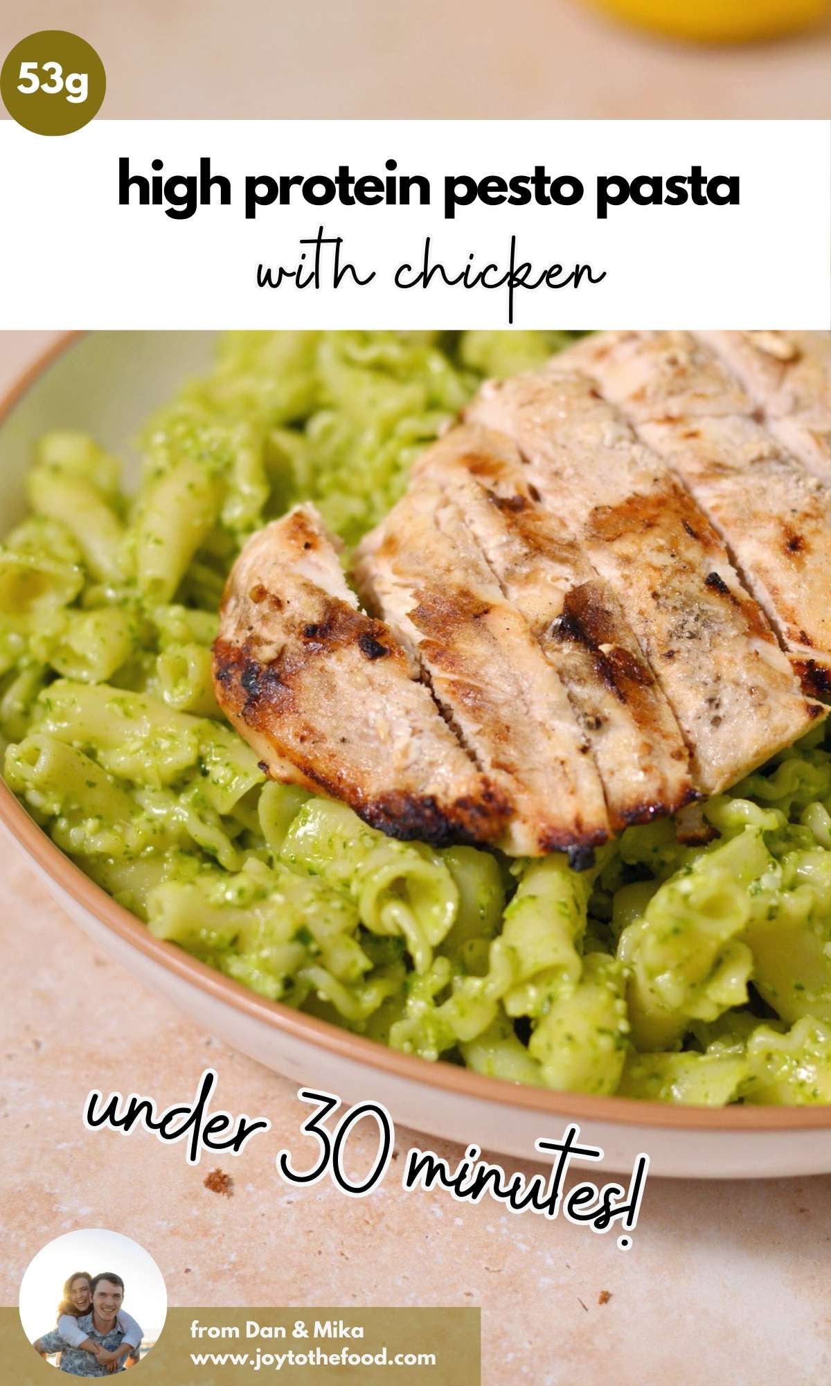 high protein pesto pasta with chicken - Joy to the Food