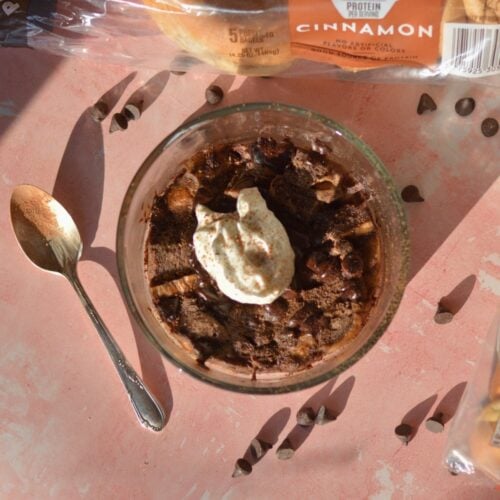 high protein chocolate bread pudding (5-minute microwave recipe) - Joy ...